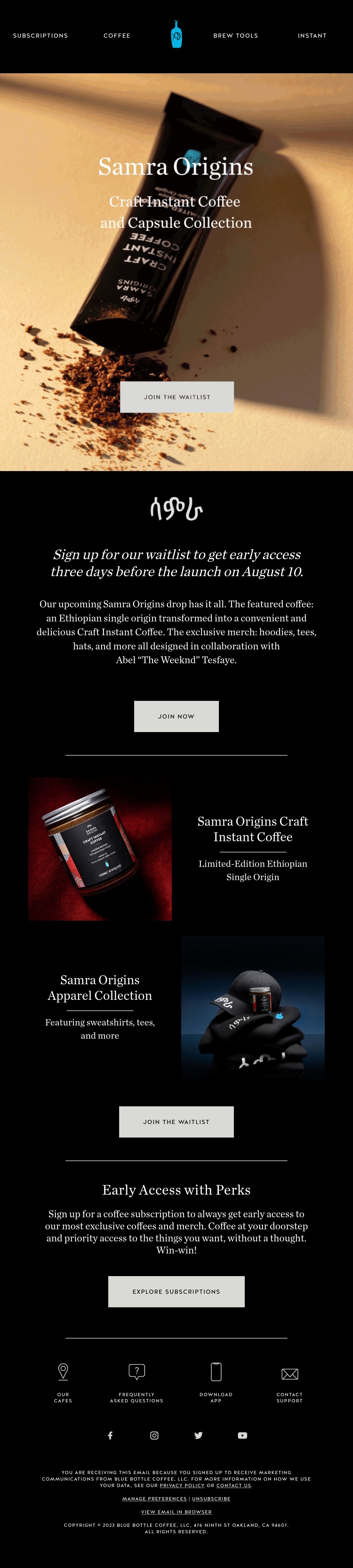 Email Design Inspiration by Blue Bottle Coffee