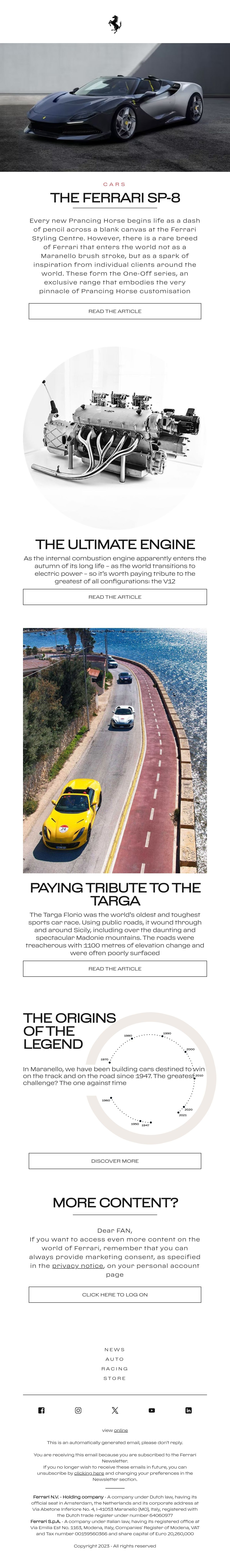 Email Design Inspiration by Ferrari