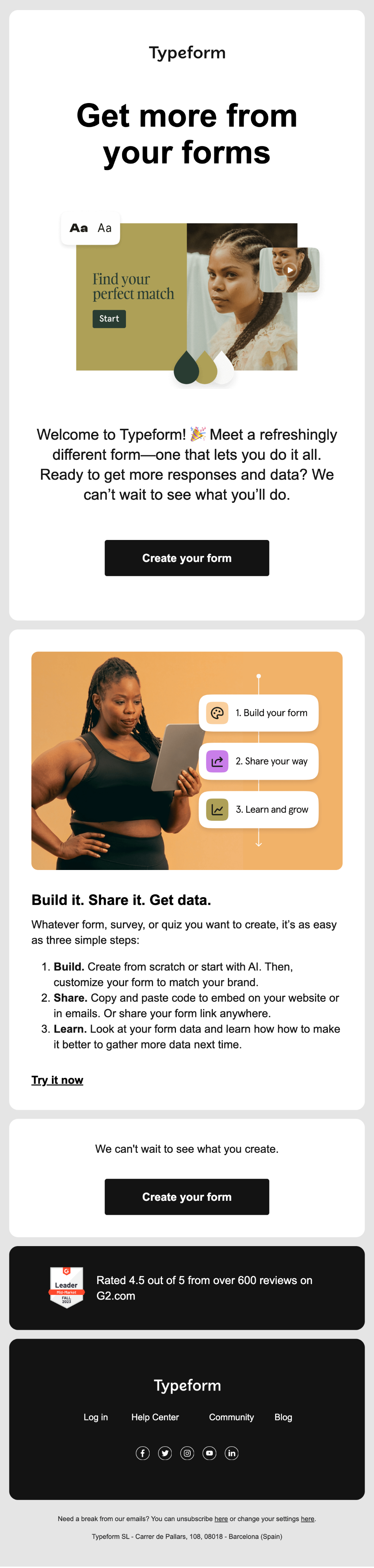 Email Design Inspiration by Typeform