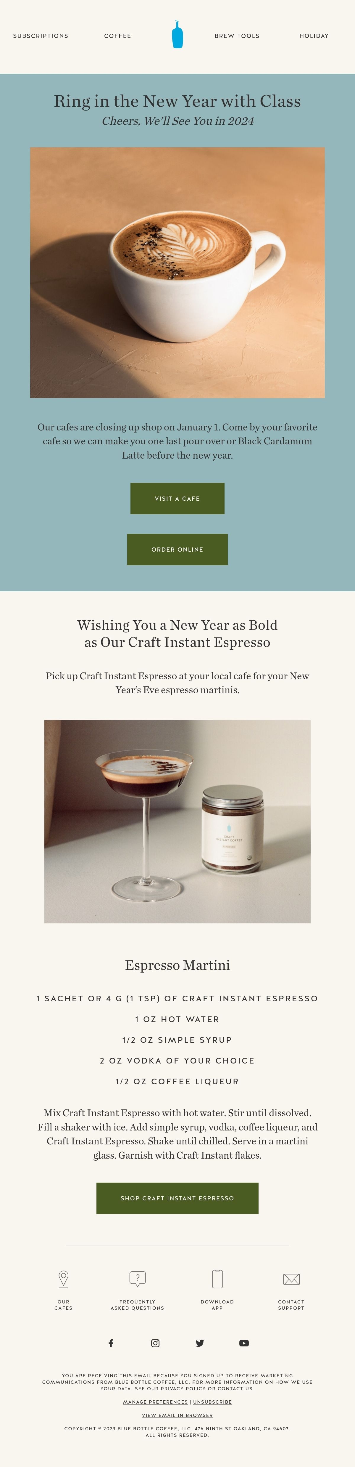 Email Design Inspiration by Blue Bottle Coffee