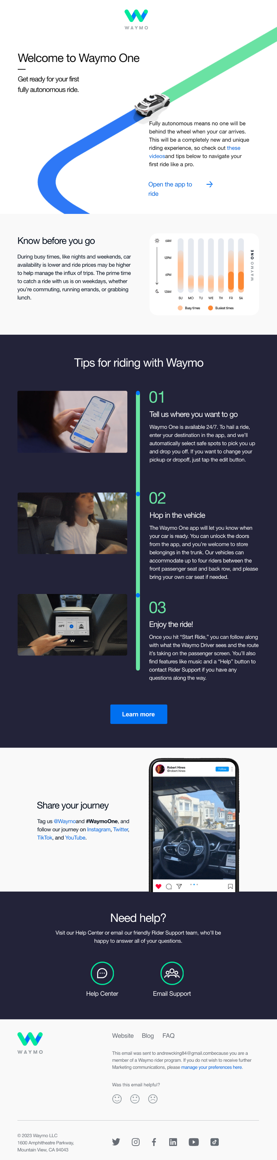 Email Design Inspiration by Waymo