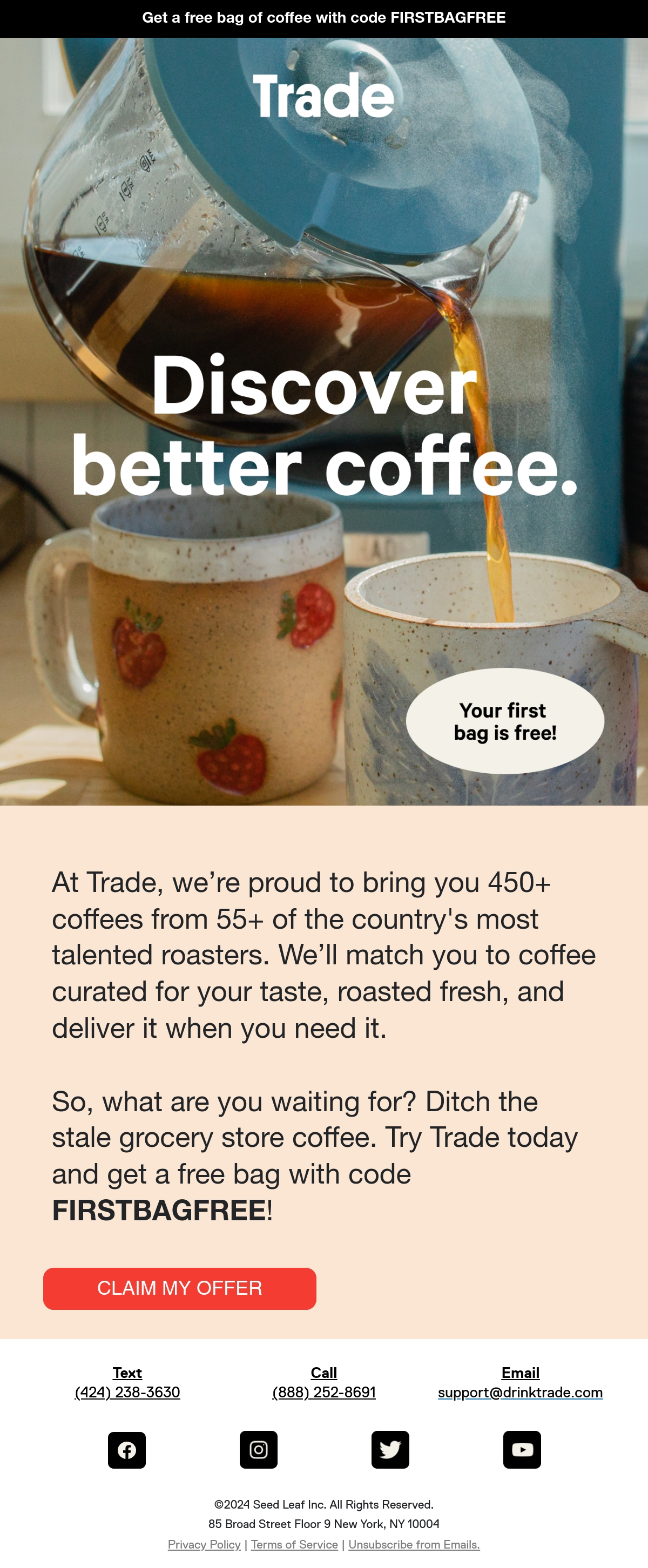 Email Design Inspiration by Trade Coffee