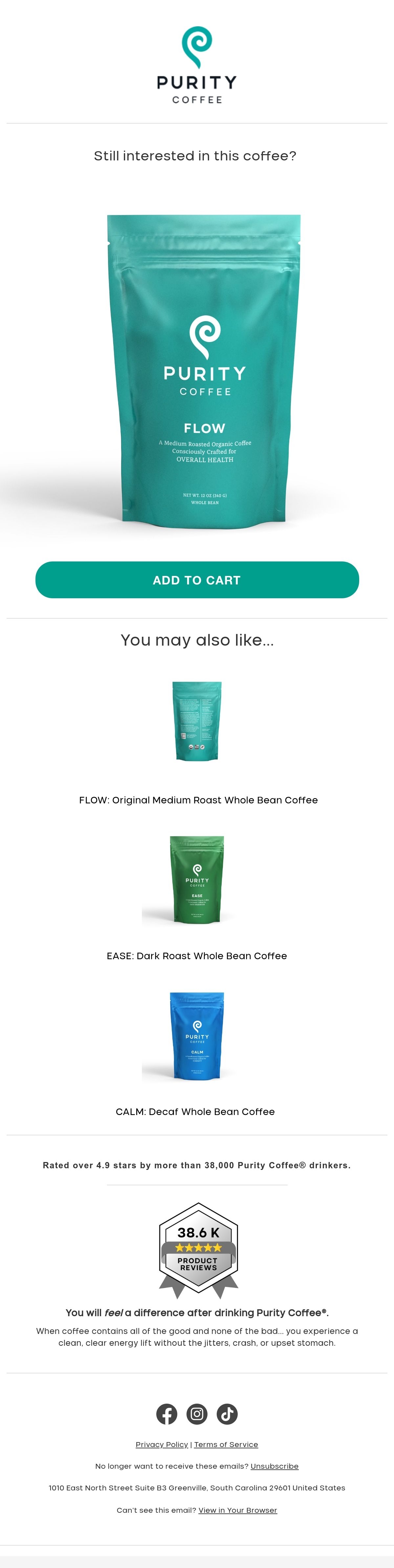 Email Design Inspiration by Purity Coffee