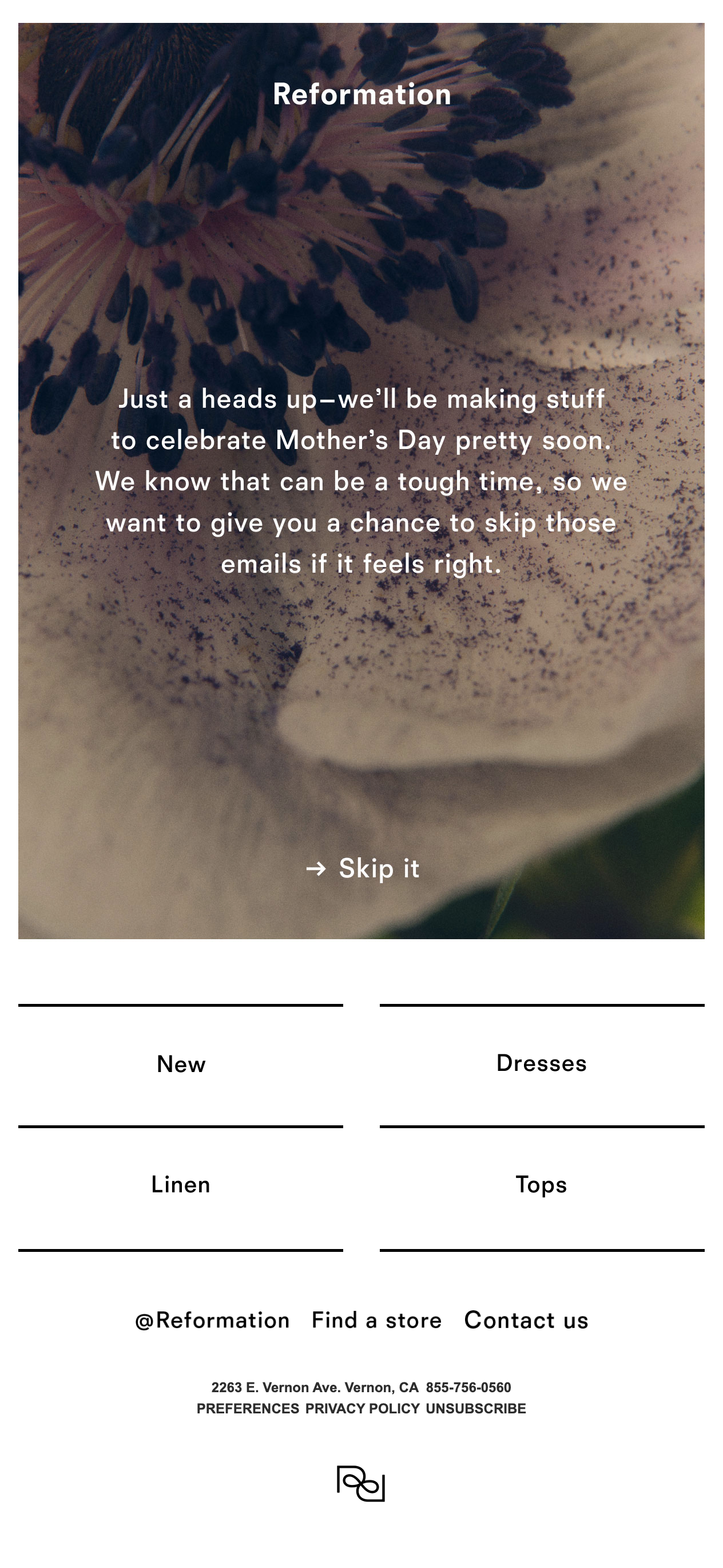 Email Design Inspiration by Reformation