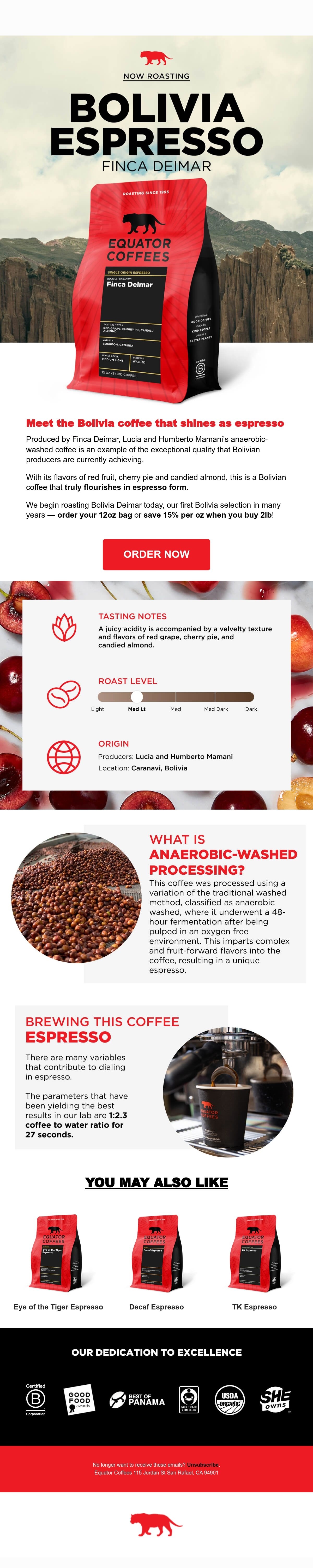 Email Design Inspiration by Equator Coffees