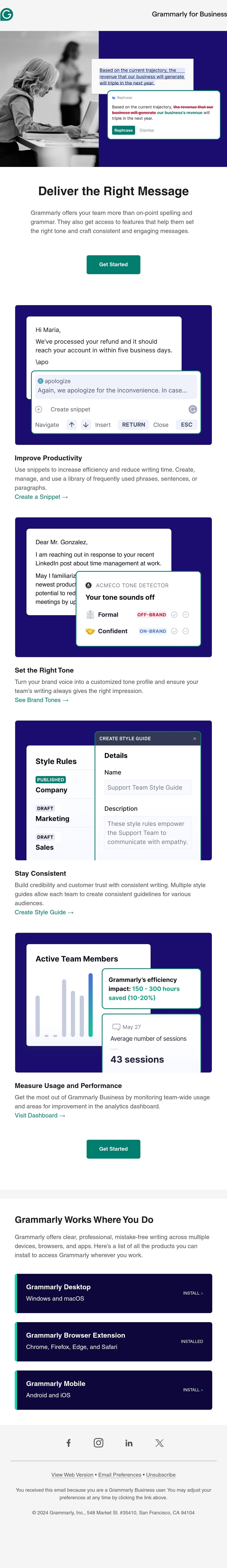 Email Design Inspiration by Grammarly