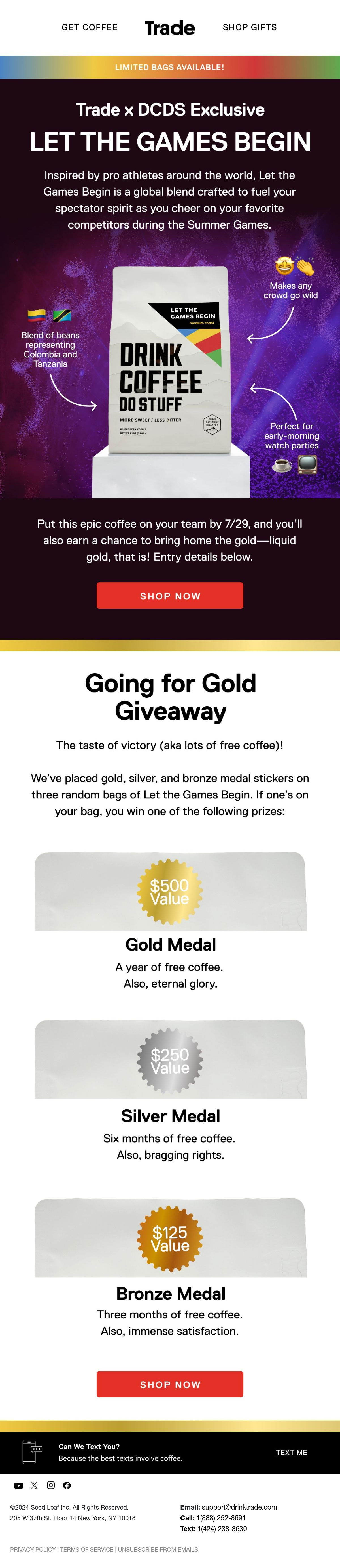 Email Design Inspiration by Trade Coffee
