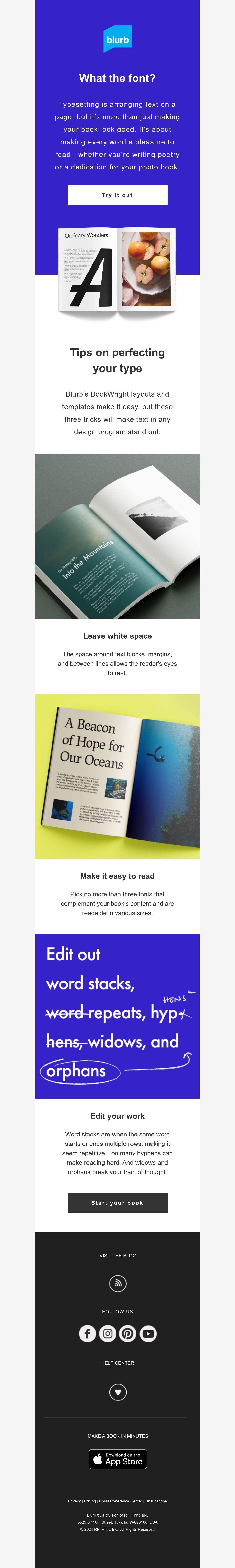 Email Design Inspiration by Blurb