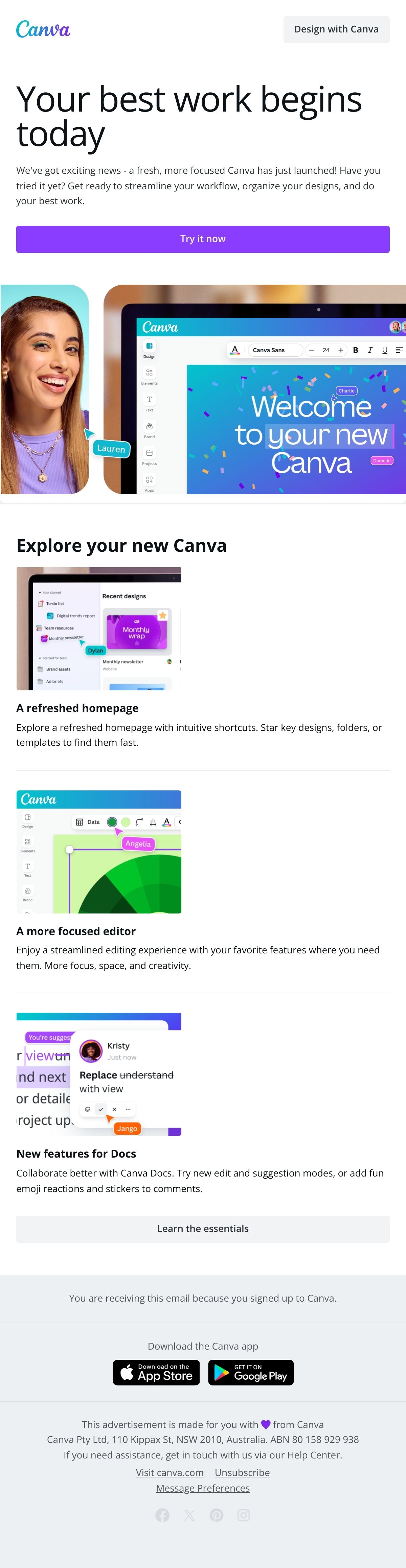 Email Design Inspiration by Canva