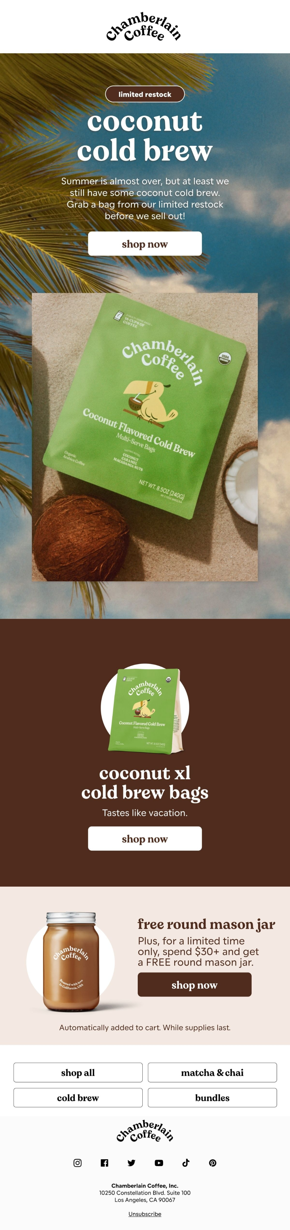 Email Design Inspiration by Chamberlain Coffee