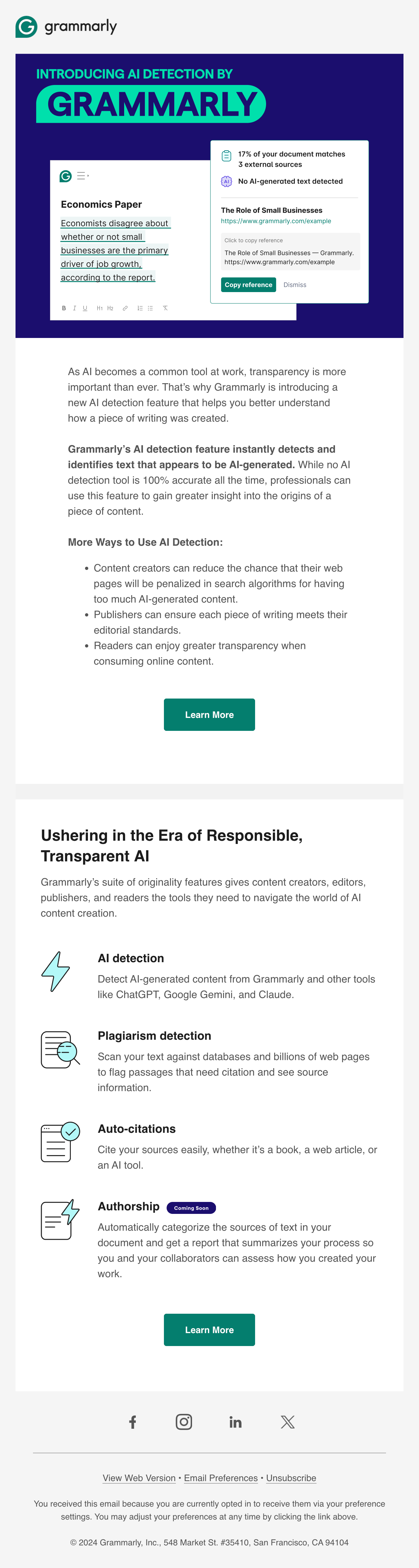 Email Design Inspiration by Grammarly
