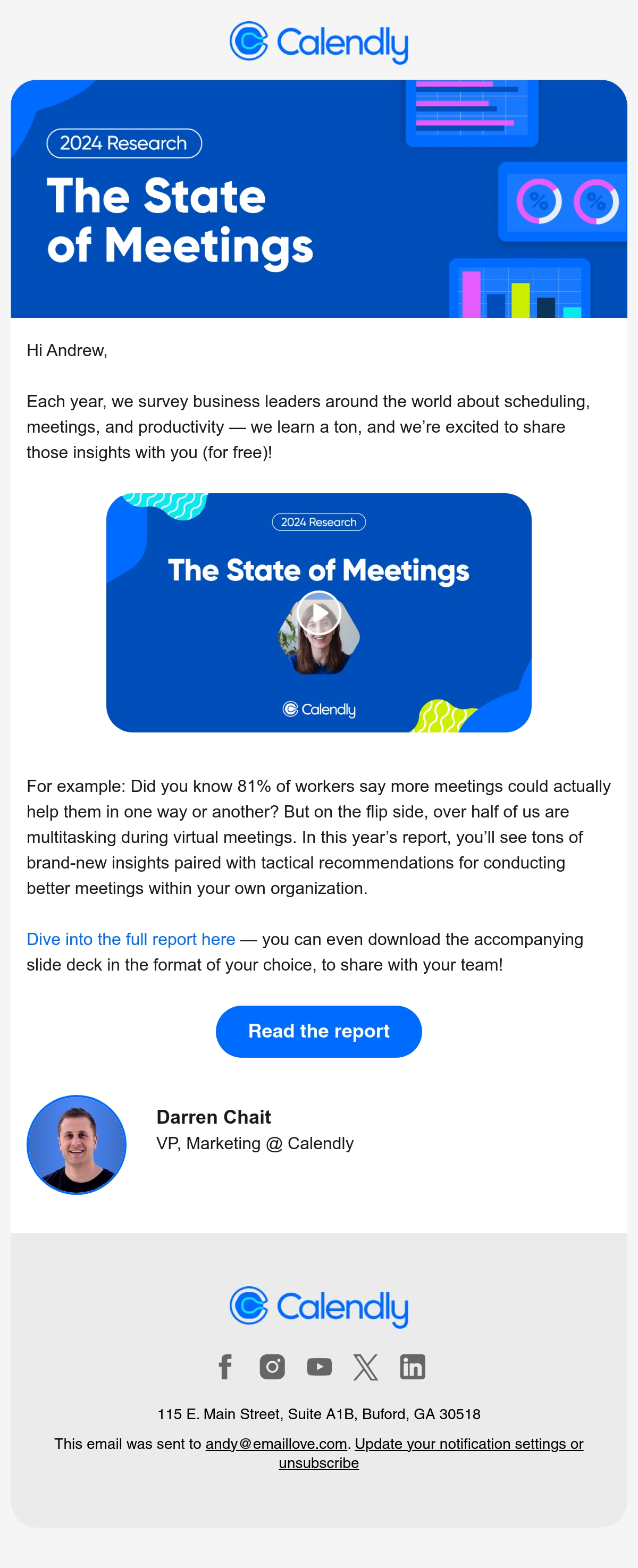 Email Design Inspiration by Calendly