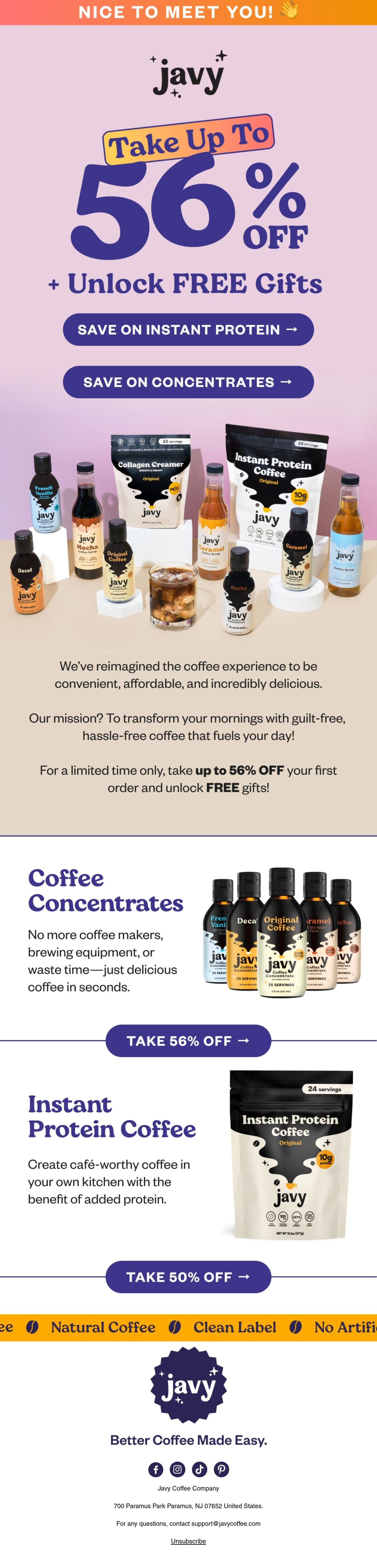 Email Design Inspiration by Javy Coffee