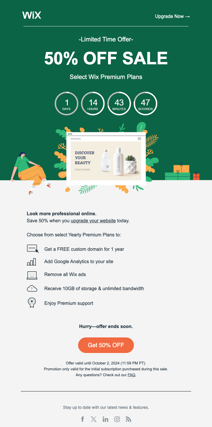 Email Design Inspiration by Wix
