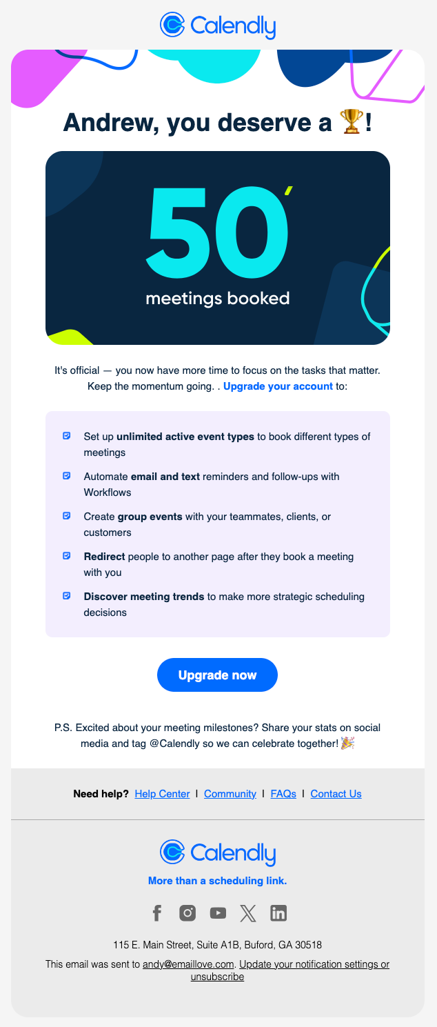 Email Design Inspiration by Calendly