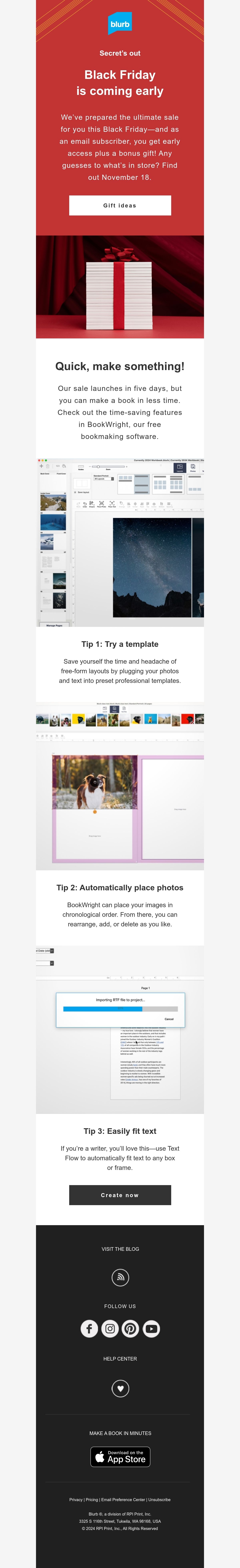Email Design Inspiration by Blurb