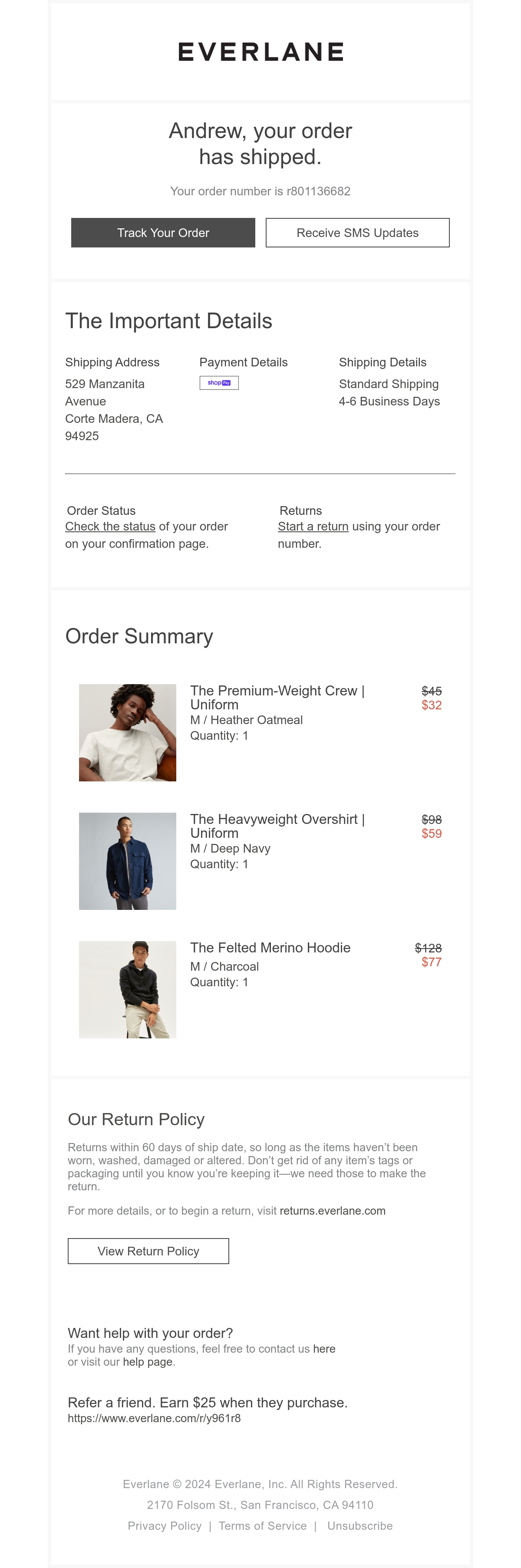 Email Design Inspiration by Everlane