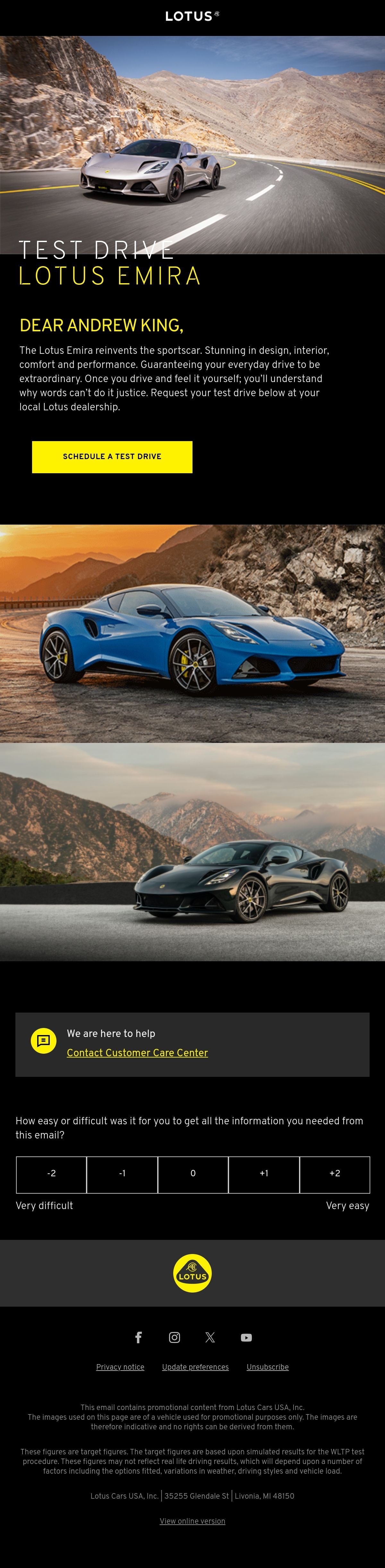 Email Design Inspiration by Lotus Cars