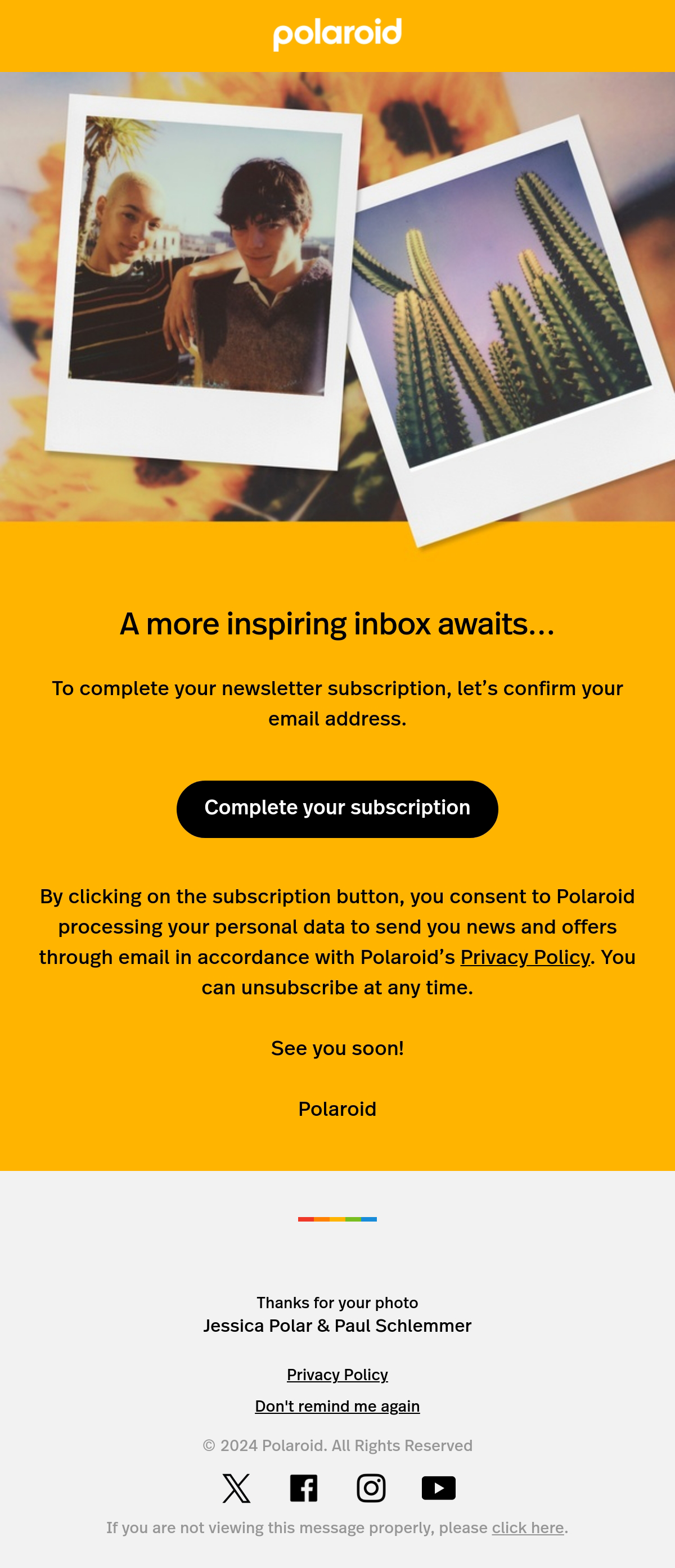 Email Design Inspiration by Polariod