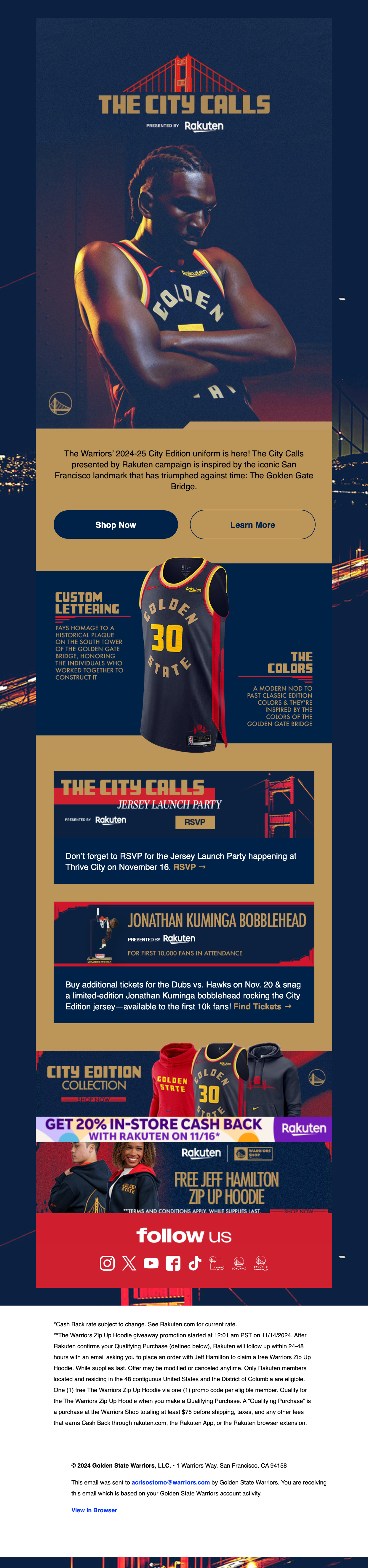 Email Design Inspiration by Golden State Warriors