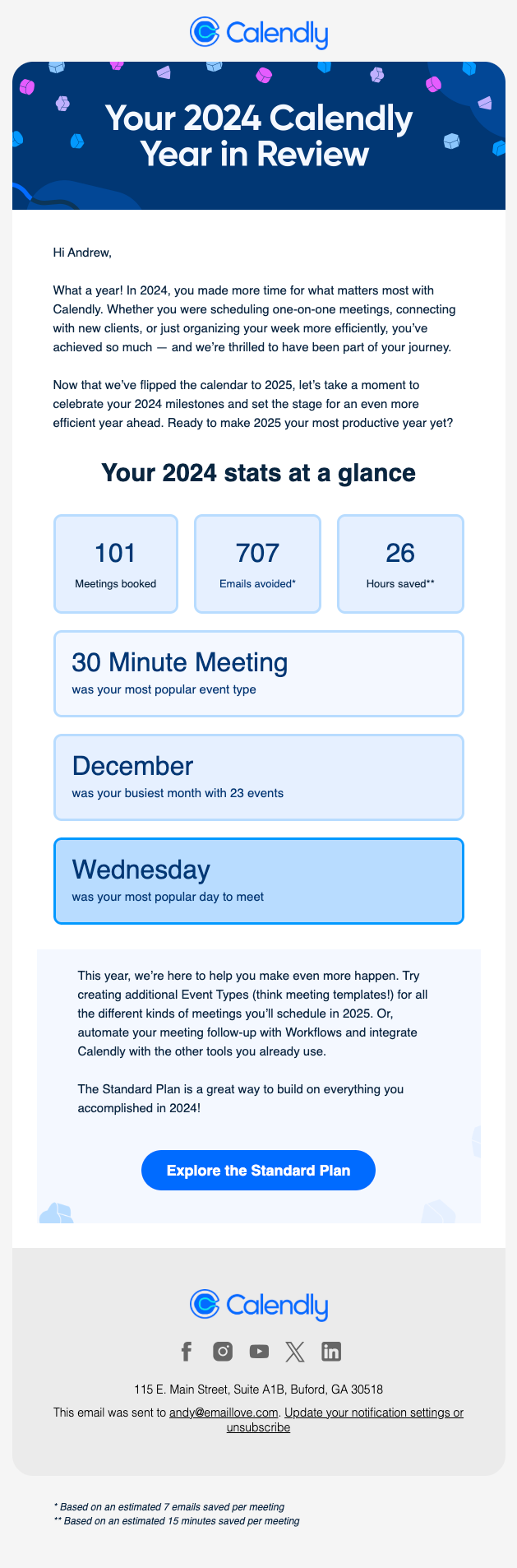 Email Design Inspiration by Calendly