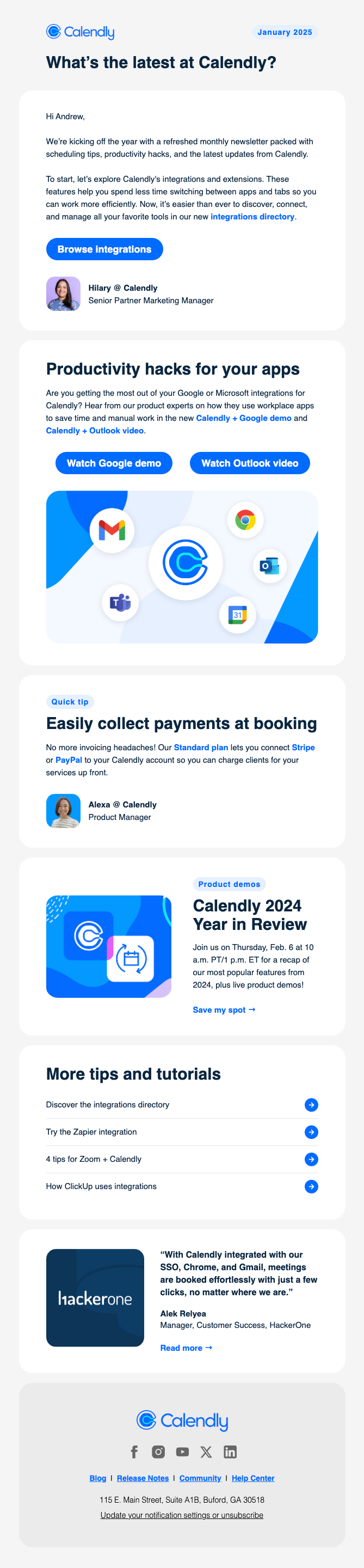 Email Design Inspiration by Calendly