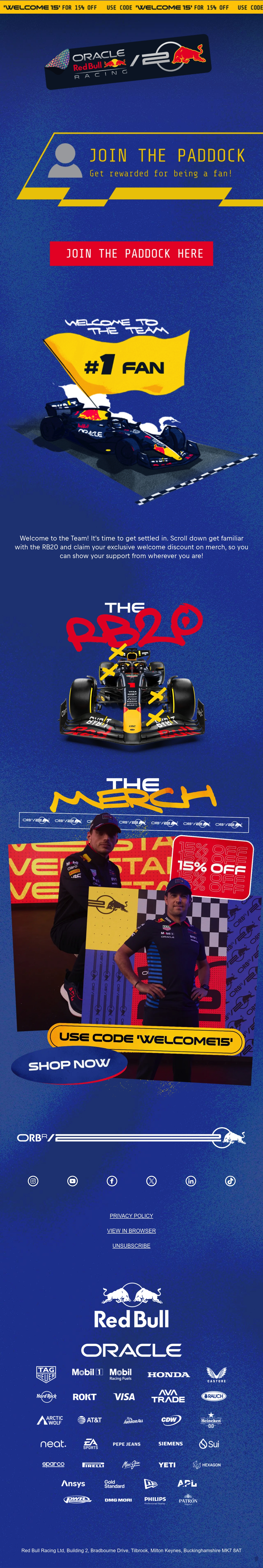 Email Design Inspiration by Oracle Red Bull Racing