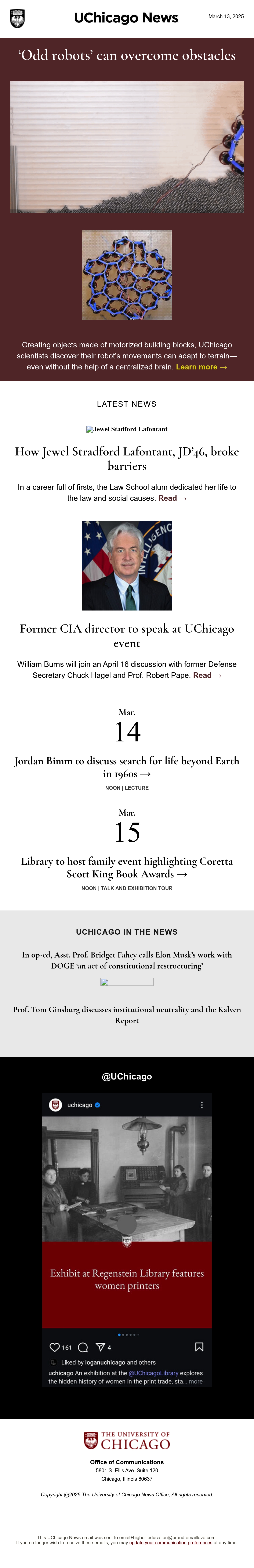 Email Design Inspiration by UChicago News