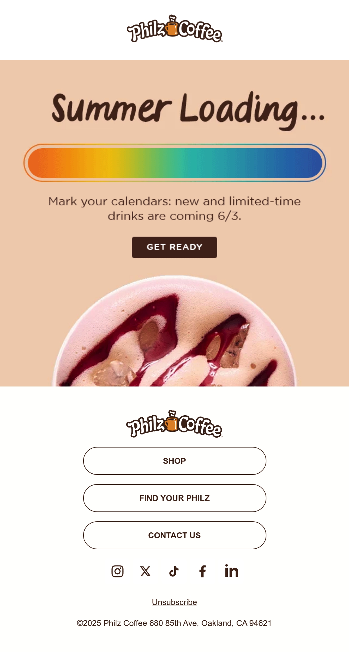 Email Design Inspiration by Philz Coffee