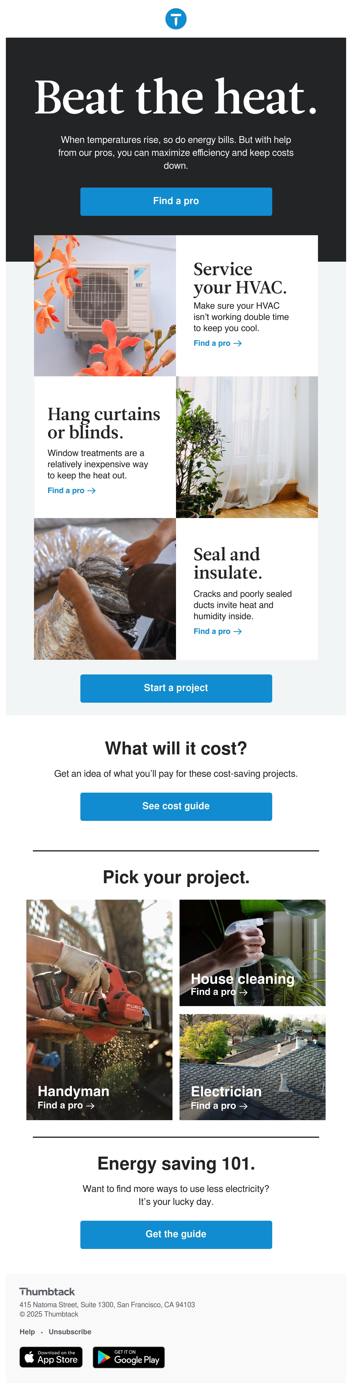 Email Design Inspiration by Thumbtack