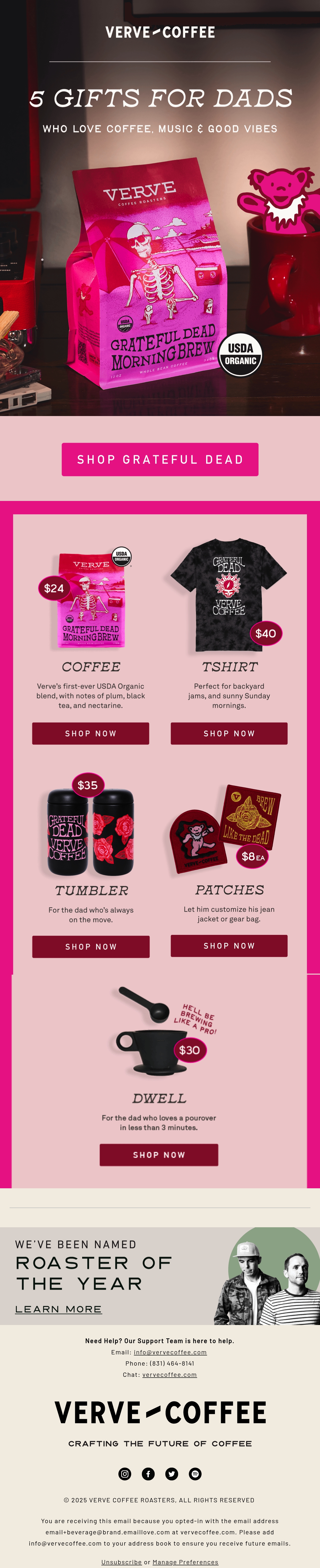 Email Design Inspiration by Verve Coffee Roasters