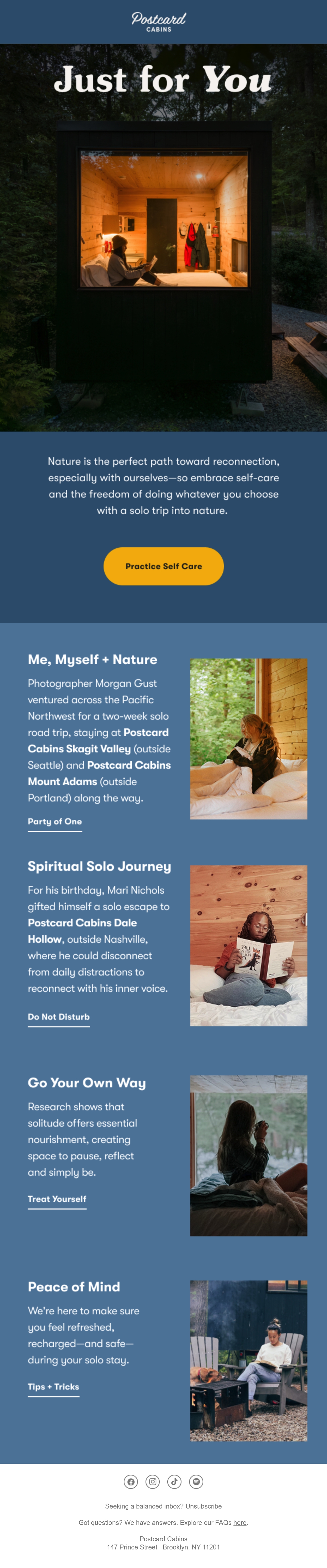 Email Design Inspiration by Postcard Cabins