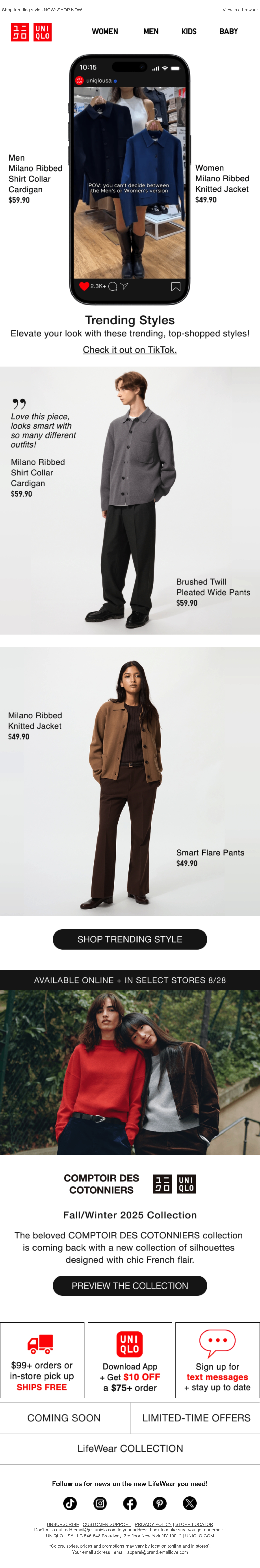 Email Design Inspiration by Uniqlo USA