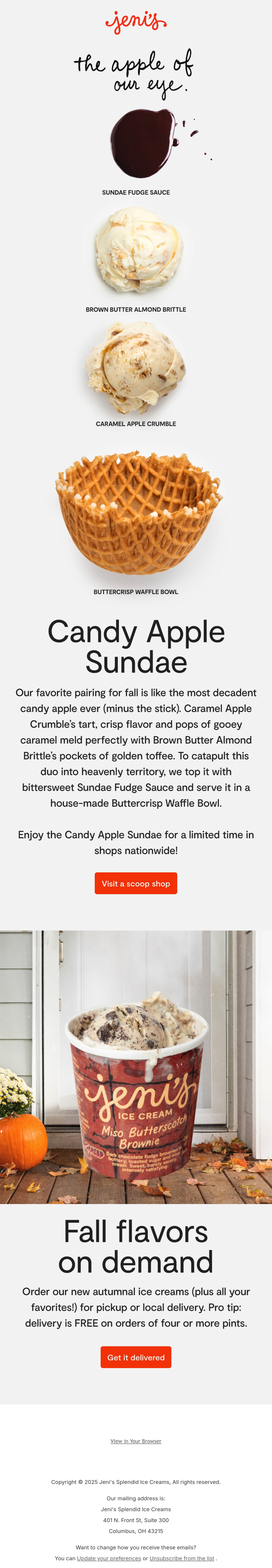Email Design Inspiration by Jeni's Ice Creams