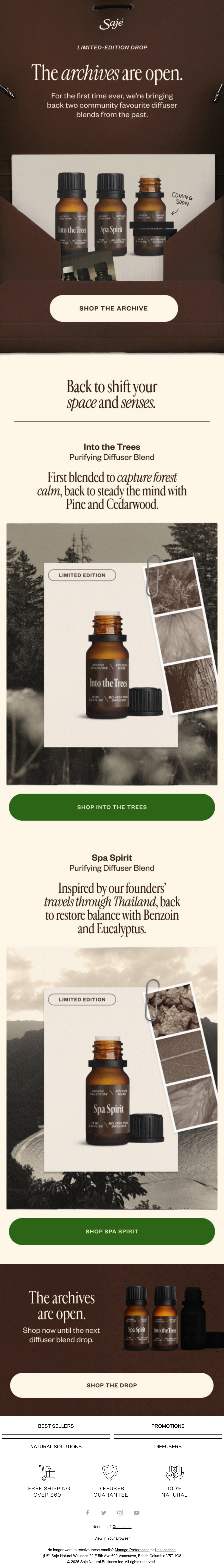 Email Design Inspiration by Saje Natural Wellness