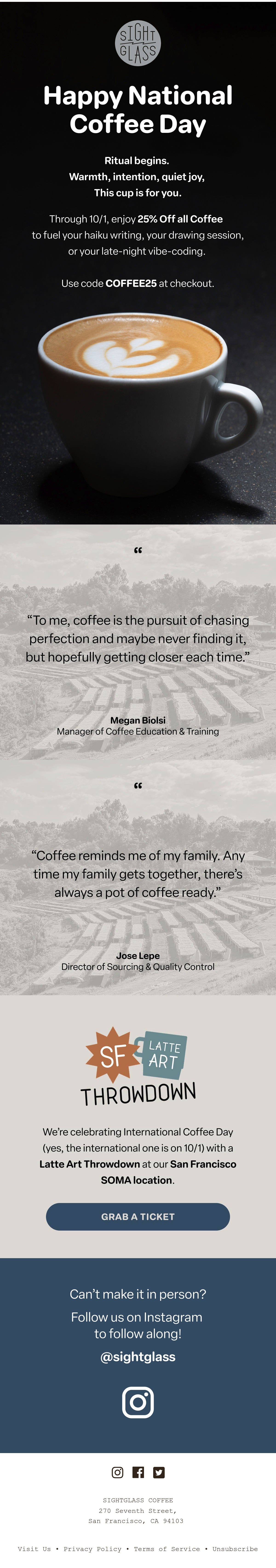 Email Design Inspiration by Stumptown Coffee Roasters