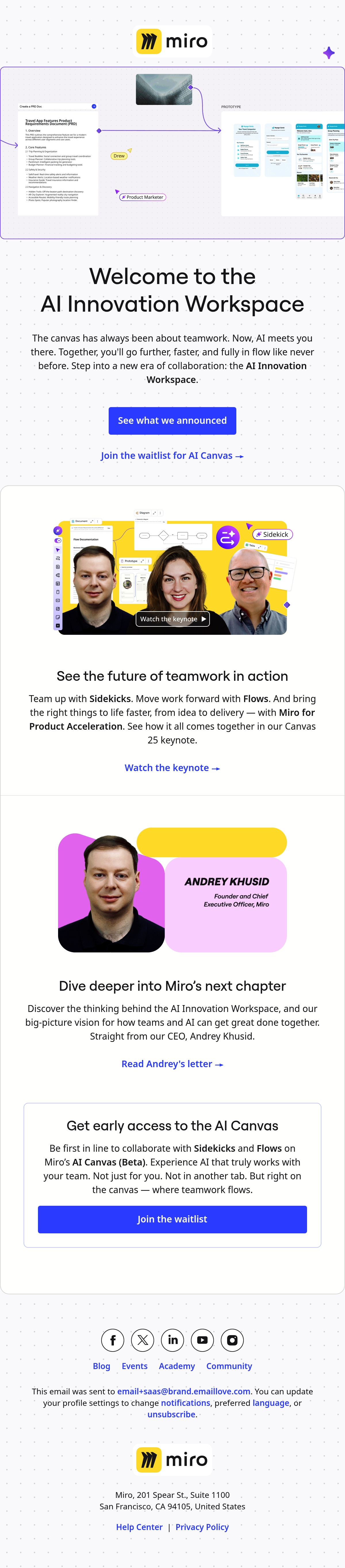 Email Design Inspiration by The Miro Team