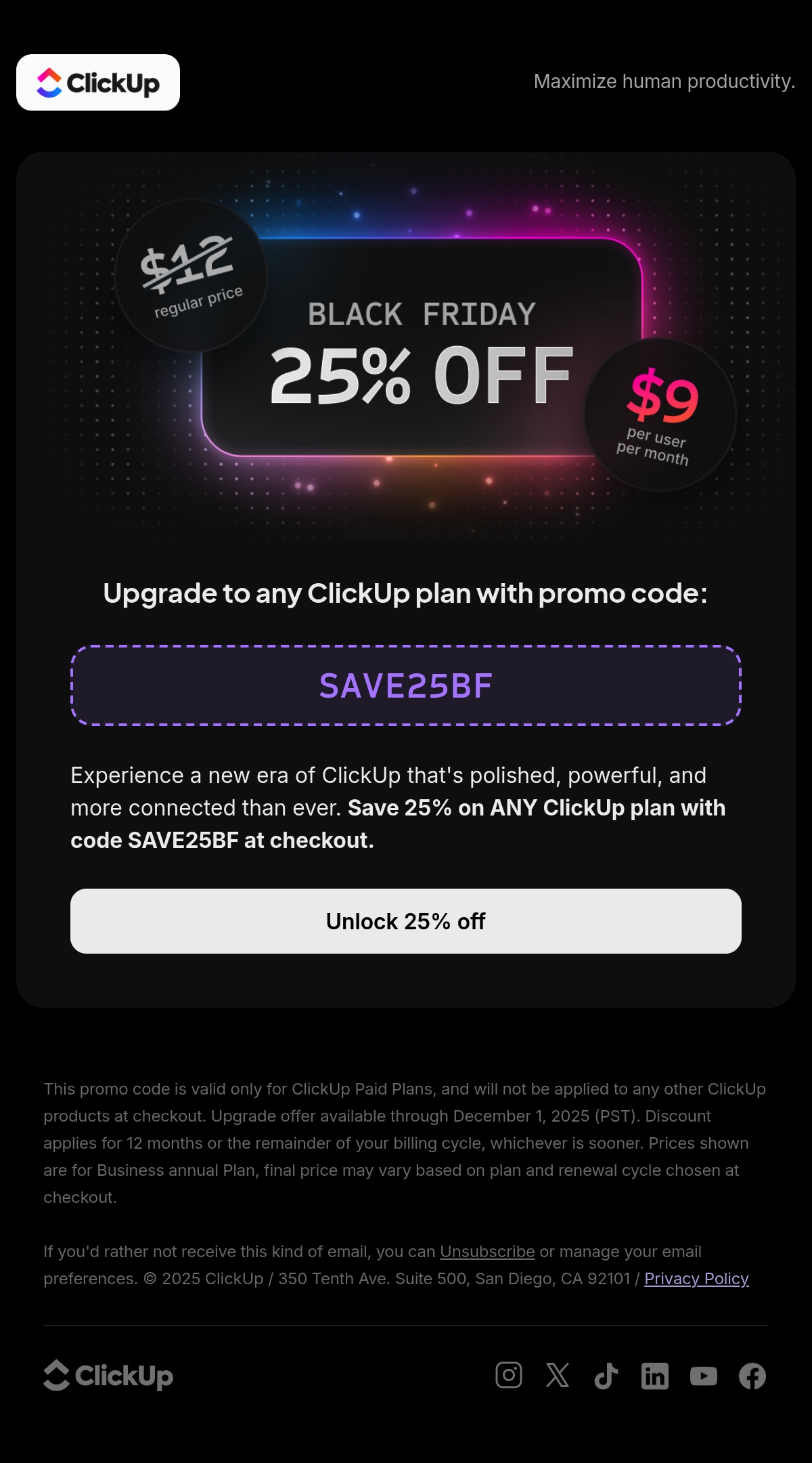 Email Design Inspiration by ClickUp Team