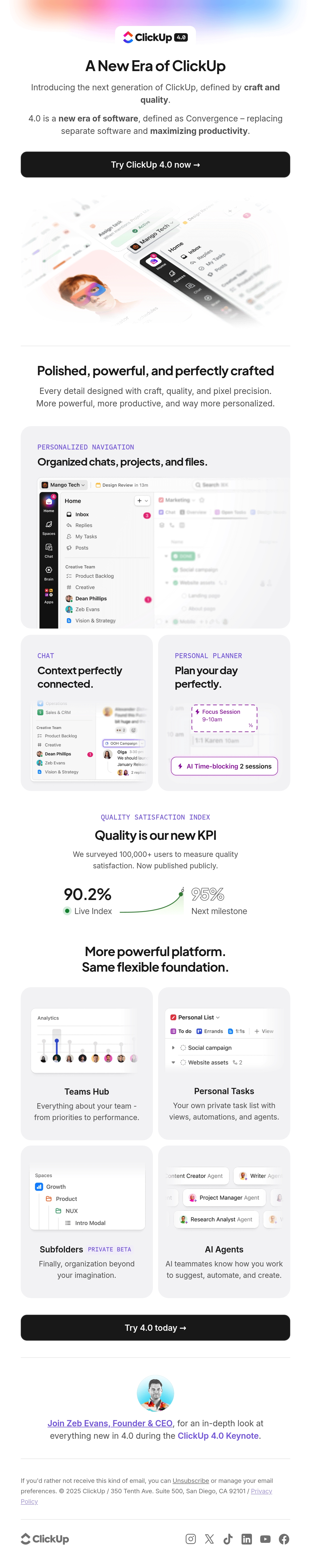 Email Design Inspiration by ClickUp Team