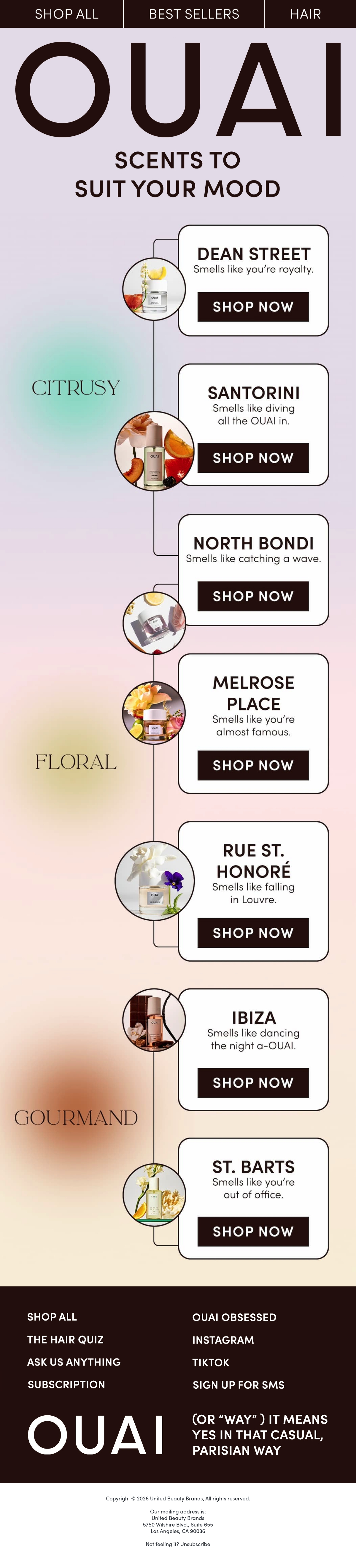 Email Design Inspiration by OUAI