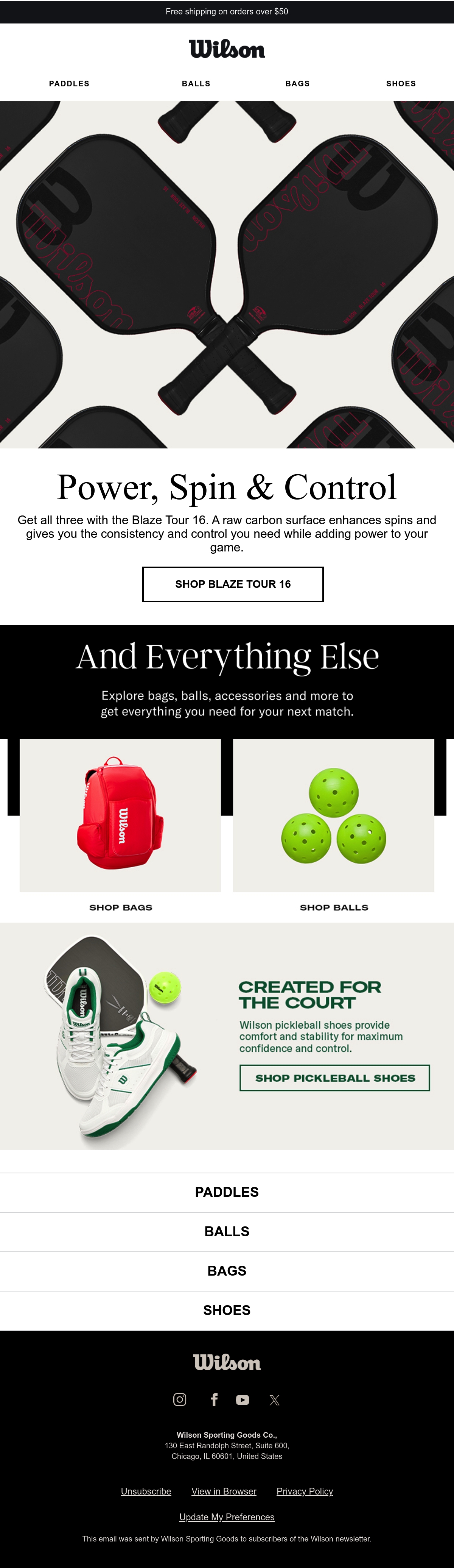 Email Design Inspiration by Wilson Pickleball