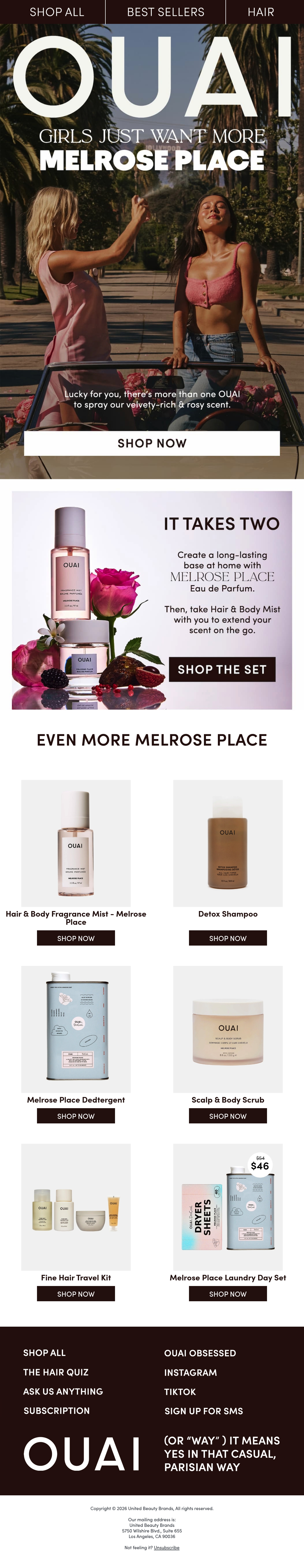 Email Design Inspiration by OUAI