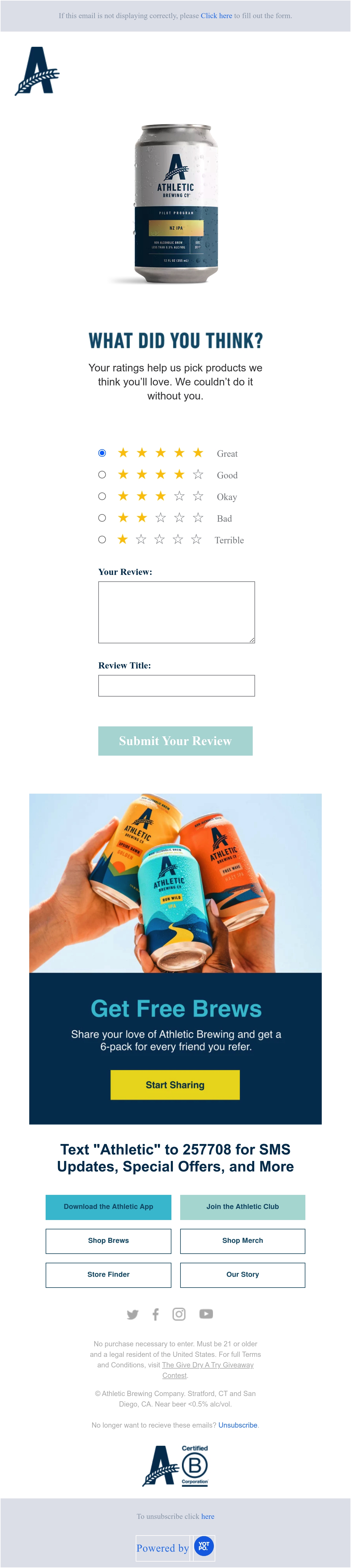 Email Design Inspiration by Athletic Brewing