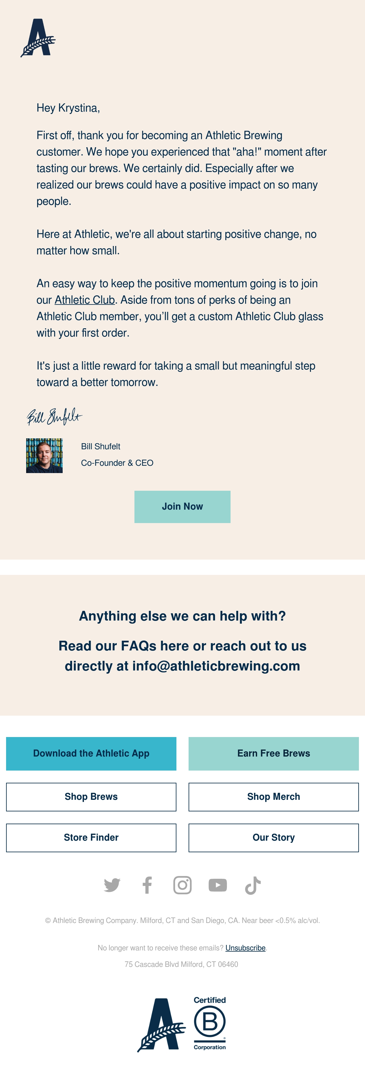 Email Design Inspiration by Athletic Brewing